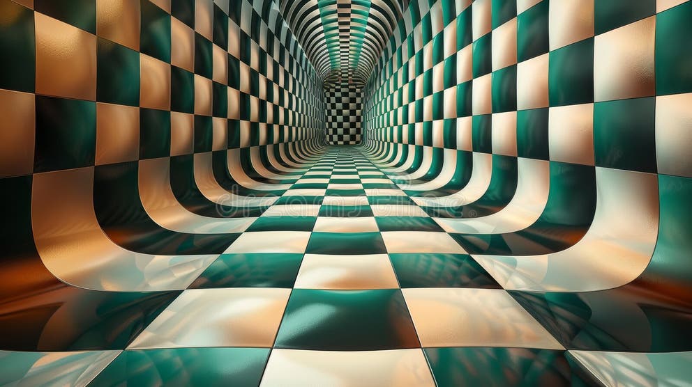 A Mesmerizing, Checkered Tunnel with Distorted Perspective Creates an ...