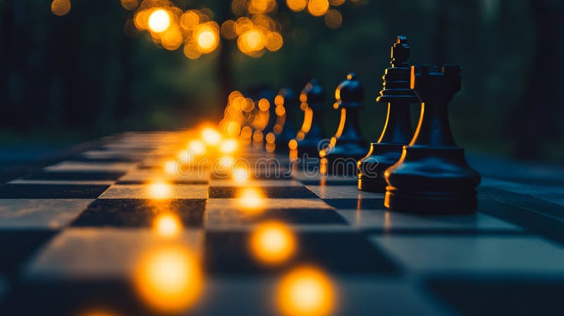 Mesmerizing Chess Board with Glowing Sunset Silhouettes Creates ...