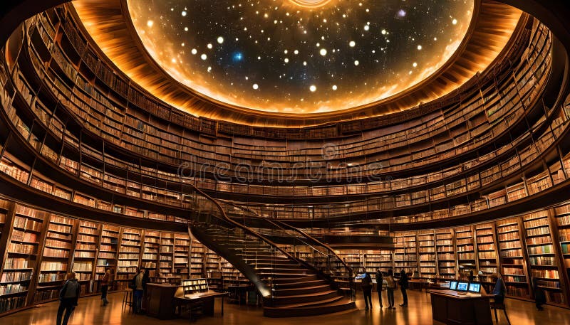 A Mesmerizing Circular Library with a Starry Ceiling, Filled with ...