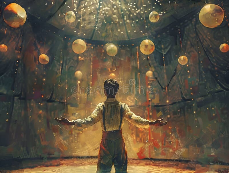 Mesmerizing Circus Performer Juggling in Dramatic Outdoor Stage ...