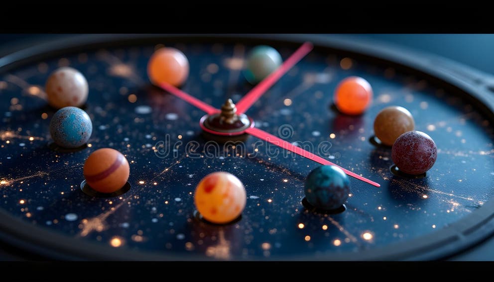 A Mesmerizing Clock Face Featuring Miniature, Rotating Planets ...