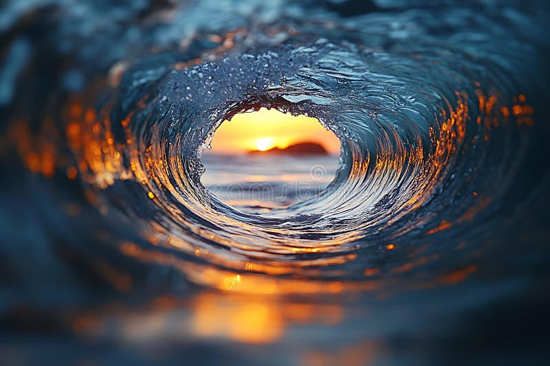 Stunning Ocean Wave Tunnel Sunrise Nature Photography Background Stock ...