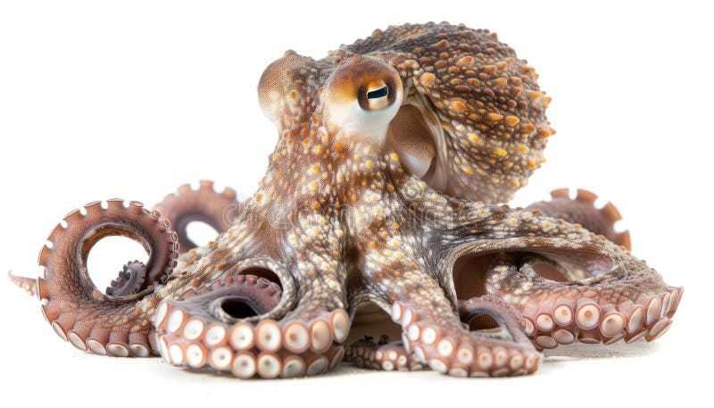 Mesmerizing Close-up: Common Octopus in Focus on White Background Stock ...