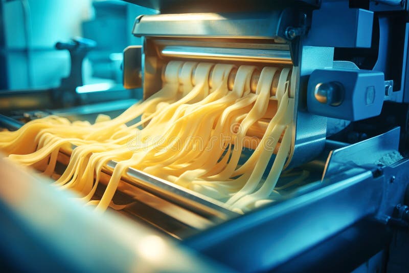 A Mesmerizing Close-up of a Machine at a Pasta Factory Rolling Out ...