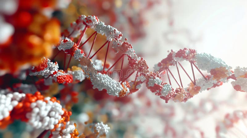 Dna Strand Forming with Red and White Molecules Stock Photo - Image of ...