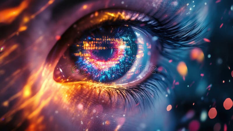 A Mesmerizing Close-up of a Vibrant Eye, Blending Colors with Digital ...