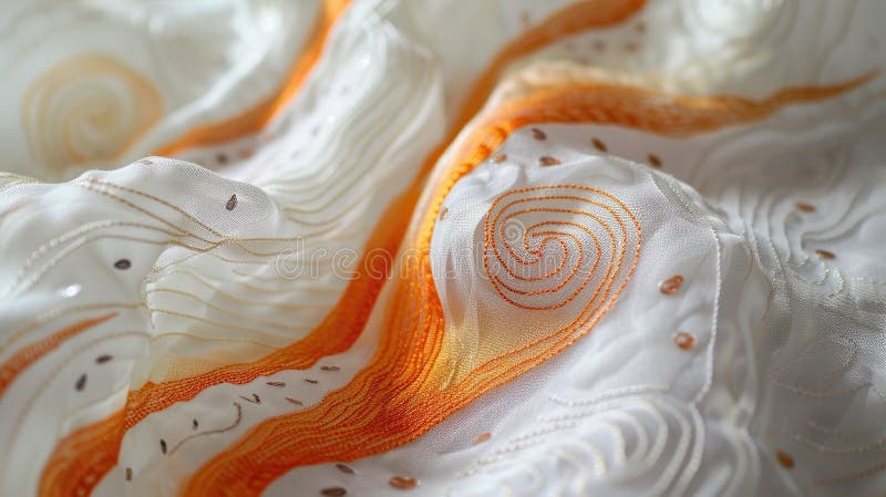 Mesmerizing Close-up of a White and Orange Patterned Fabric, a Striking ...