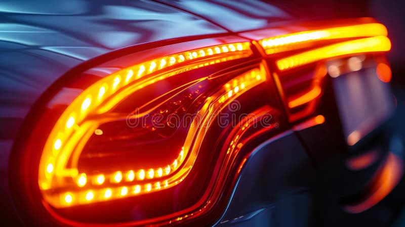 A Mesmerizing Closeup of a Car Emblem Backlit with a Bright Orange Neon ...