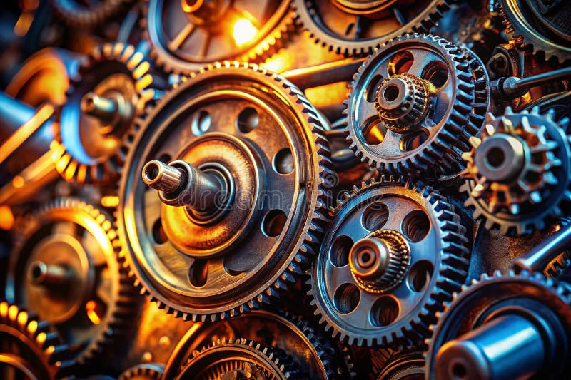 Mesmerizing CloseUp of a Rotating Engine Mechanism Intricate Gears in ...