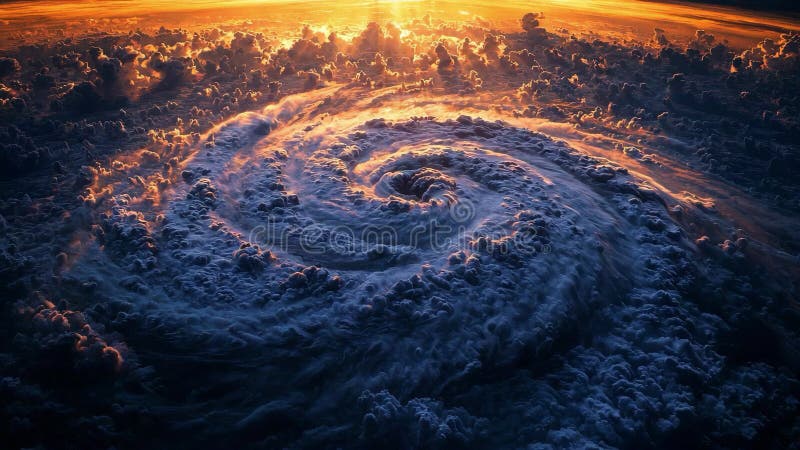 Mesmerizing Cloud Vortex Illuminated by Sunset Colors, Atmospheric ...