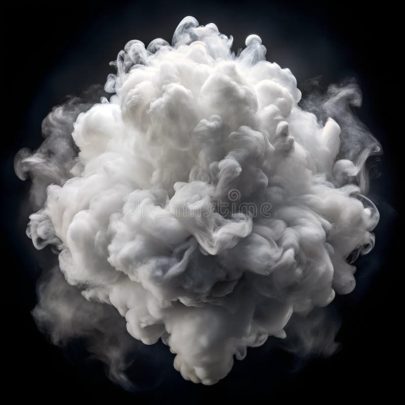 White Smoke Cloud Effect Isolated on Black Background Abstract Design ...