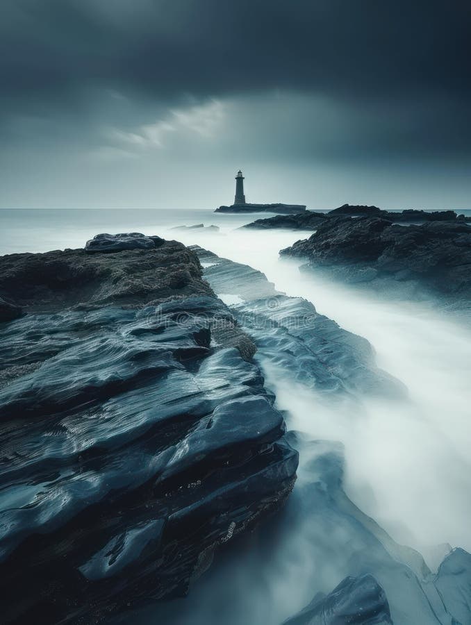 Mesmerizing Coastal Lighthouse Surreal Seascape Capture with Dramatic ...