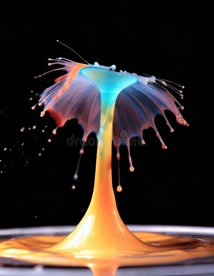 Mesmerizing Colliding Droplets Creating Beautiful Visual Impact Stock ...