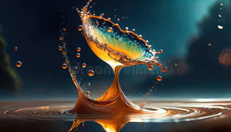 Mesmerizing Colliding Droplets Creating Beautiful Visual Impact Stock ...