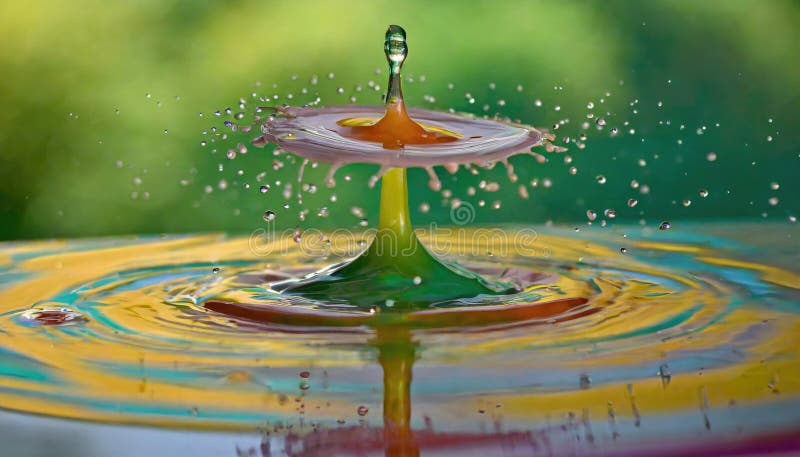 Mesmerizing Colliding Droplets Creating Beautiful Visual Impact Stock ...