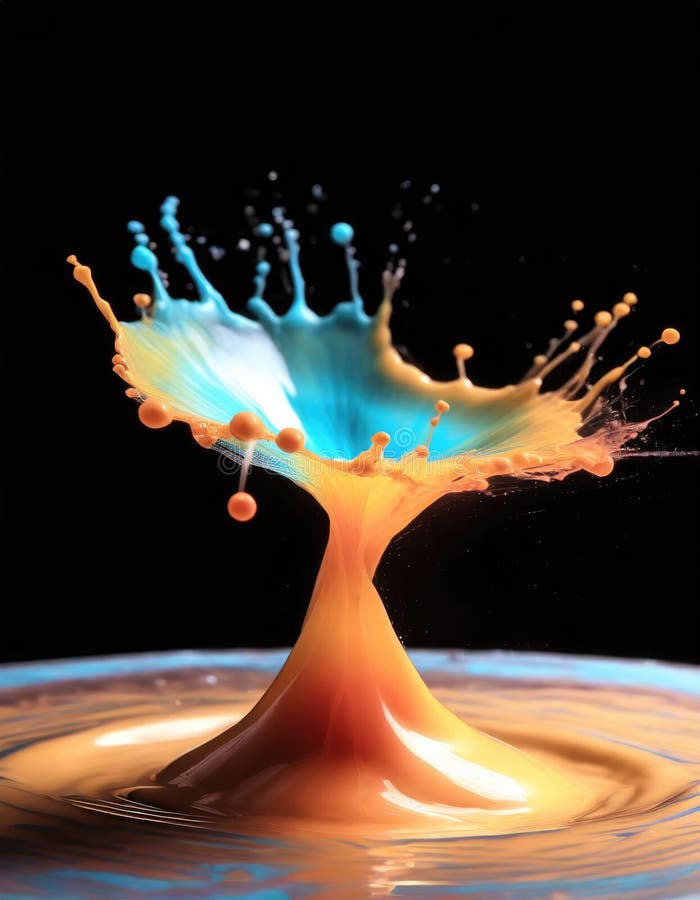 Mesmerizing Colliding Droplets Creating Beautiful Visual Impact Stock ...