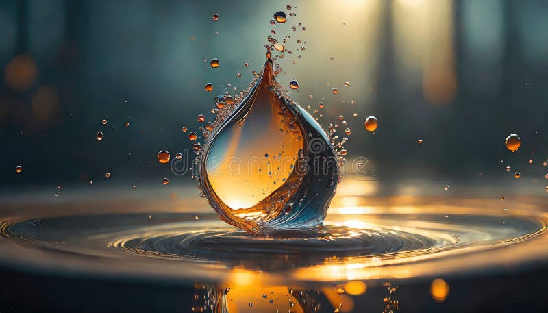 Mesmerizing Colliding Droplets Creating Beautiful Visual Impact Stock ...