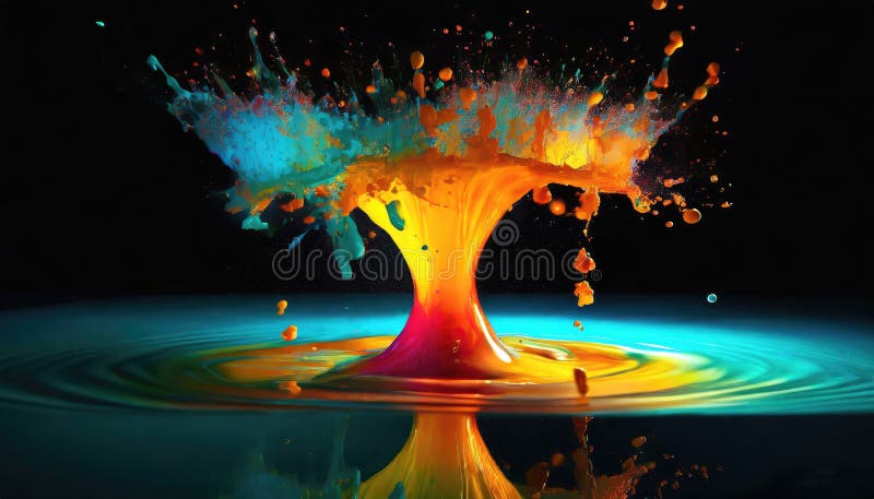 Mesmerizing Colliding Droplets Creating Beautiful Visual Impact Stock ...