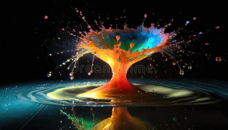 Mesmerizing Colliding Droplets Creating Beautiful Visual Impact Stock ...