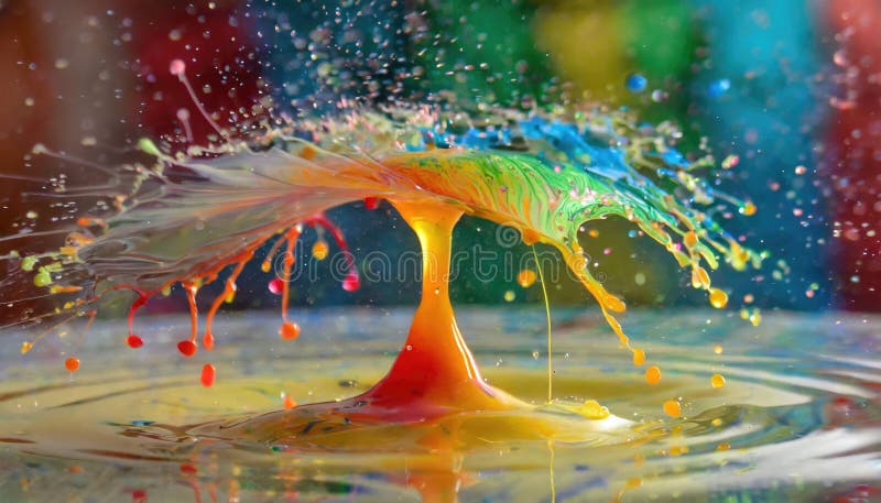 Mesmerizing Colliding Droplets Creating Beautiful Visual Impact Stock ...