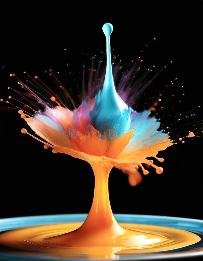 Mesmerizing Colliding Droplets Creating Beautiful Visual Impact Stock ...