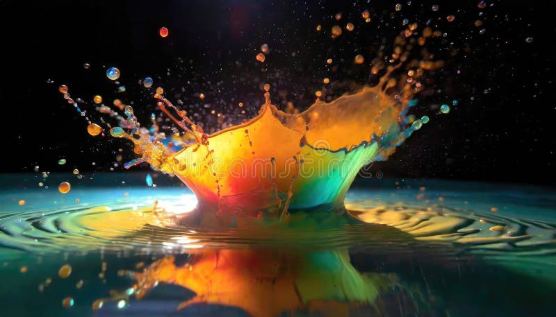 Mesmerizing Colliding Droplets Creating Beautiful Visual Impact Stock ...