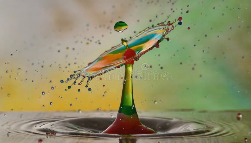 Mesmerizing Colliding Droplets Creating Beautiful Visual Impact Stock ...