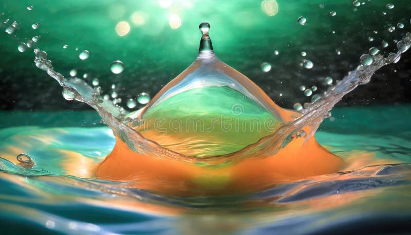 Mesmerizing Colliding Droplets Creating Beautiful Visual Impact Stock ...