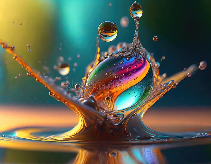 Mesmerizing Colliding Droplets Creating Beautiful Visual Impact Stock ...