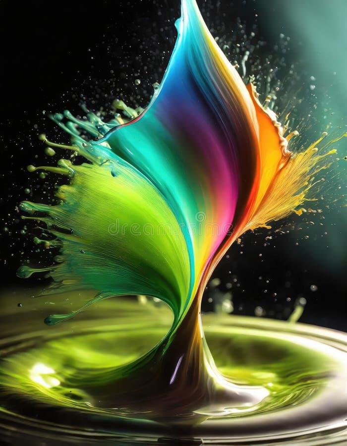 Mesmerizing Colliding Droplets Creating Beautiful Visual Impact Stock ...
