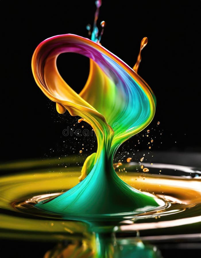 Mesmerizing Colliding Droplets Creating Beautiful Visual Impact Stock ...