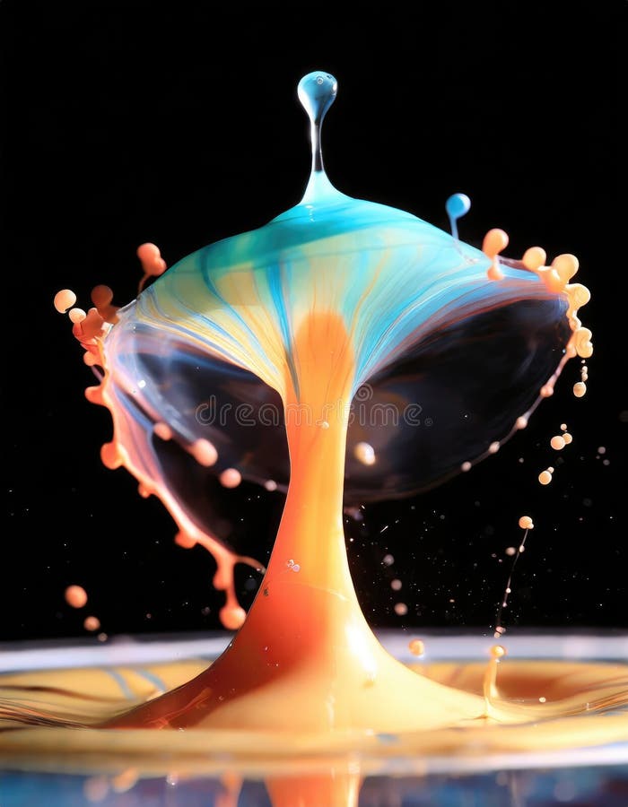 Mesmerizing Colliding Droplets Creating Beautiful Visual Impact Stock ...