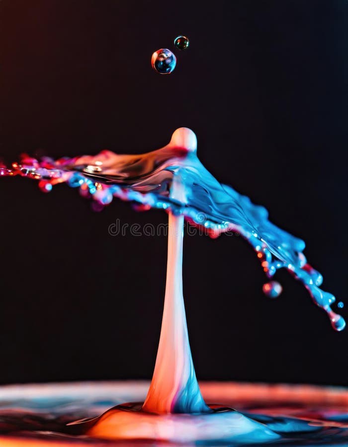 Mesmerizing Colliding Droplets Creating Beautiful Visual Impact Stock ...