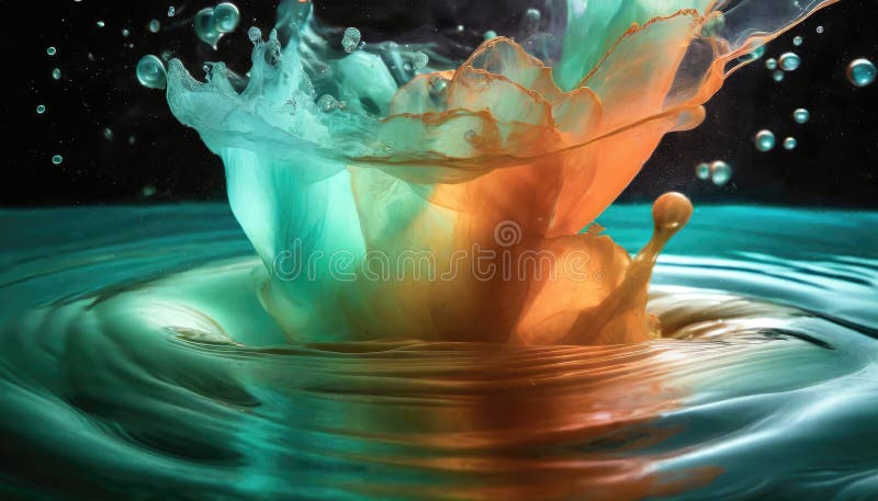 Mesmerizing Colliding Droplets Creating Beautiful Visual Impact Stock ...