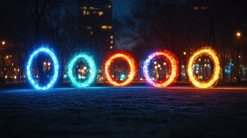Mesmerizing Colorful Light Circles Defocused at Night, Ideal for ...