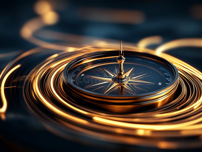 A Mesmerizing Compass in Motion, Surrounded by Luminous Trails of Light ...