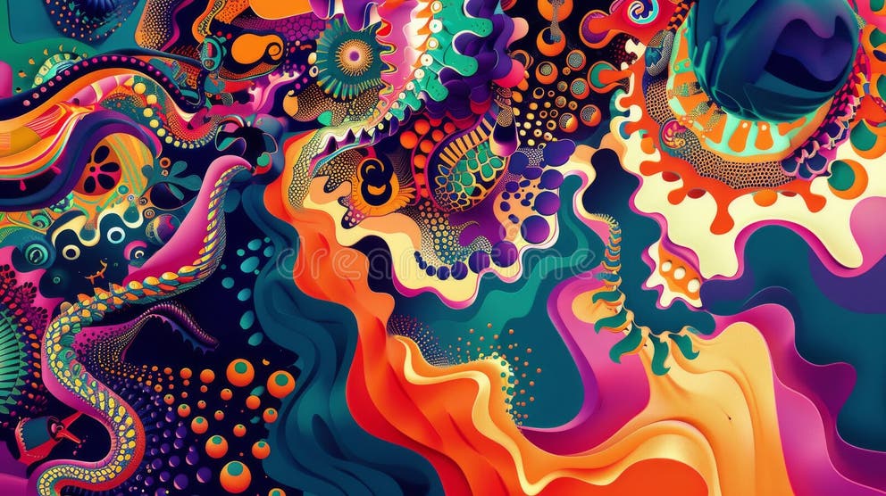 A Mesmerizing Composition of Fluid Abstract Shapes in a Psychedelic ...