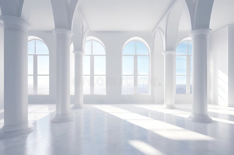 Mesmerizing Composition of a Pristine All-white Theme Room Stock Photo ...