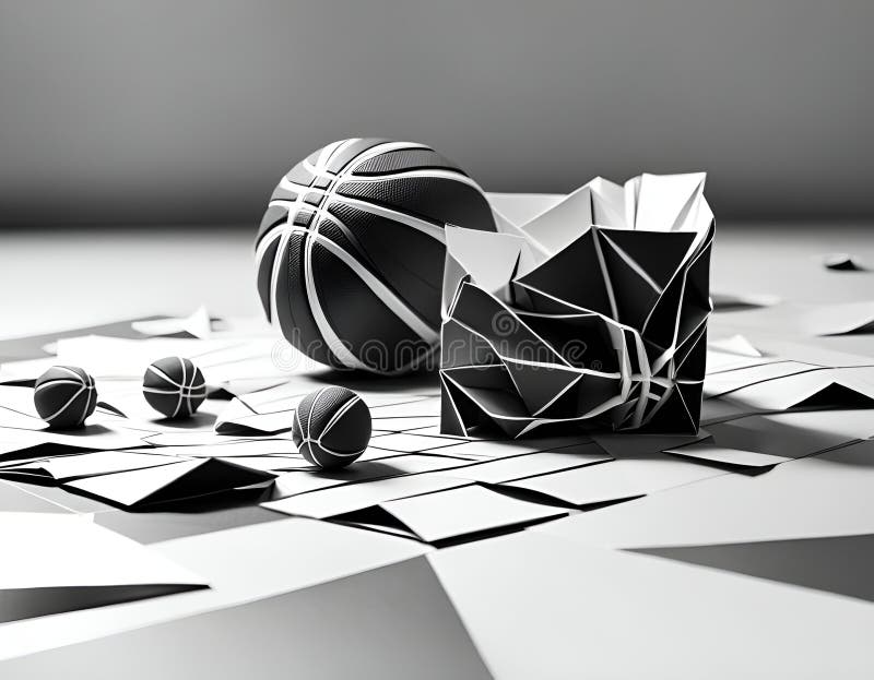 Dance of the Basketball Spheres. Generative AI Stock Illustration ...