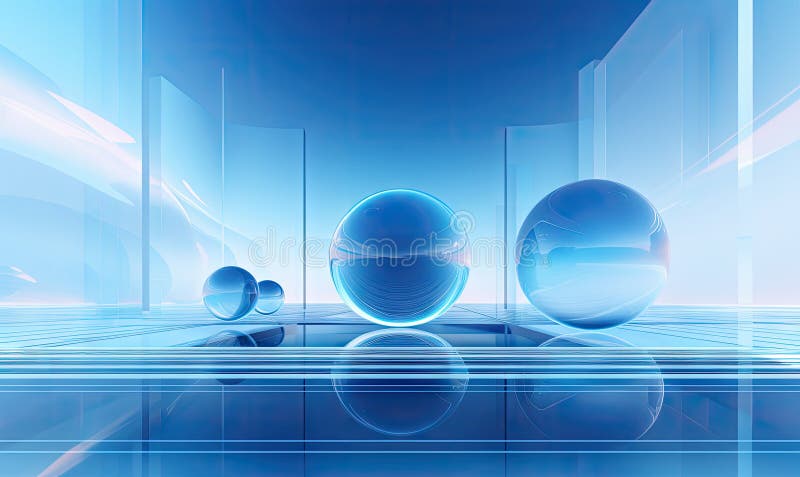 Mesmerizing Composition of Vibrant Blue Orbs. Created by AI Tools Stock ...