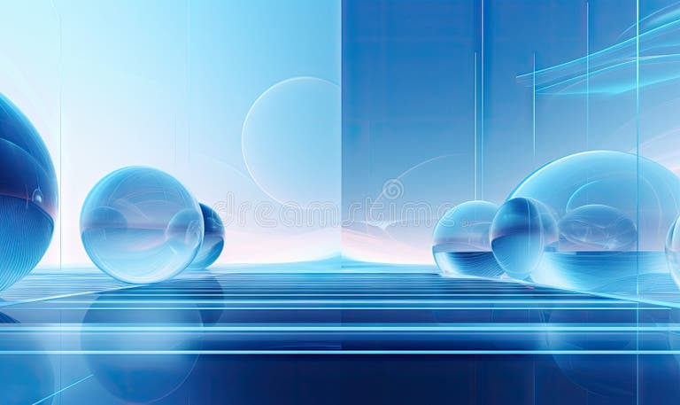 Mesmerizing Composition of Vibrant Blue Orbs. Created by AI Tools Stock ...