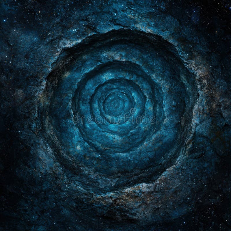Mesmerizing Cosmic Cave with Swirling Blue Patterns Stock Illustration ...