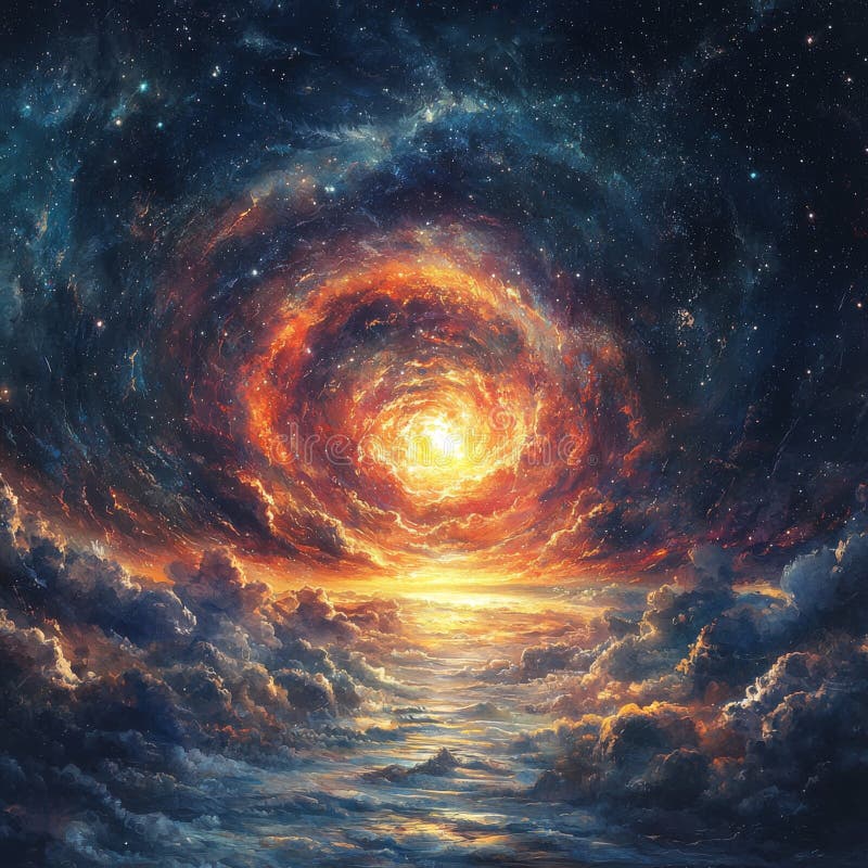 Mesmerizing Cosmic Ring of Fire in Galactic Sky. Stock Illustration ...