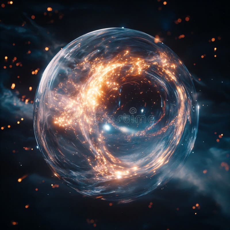Mesmerizing Cosmic Sphere with Swirling Lights Stock Illustration ...