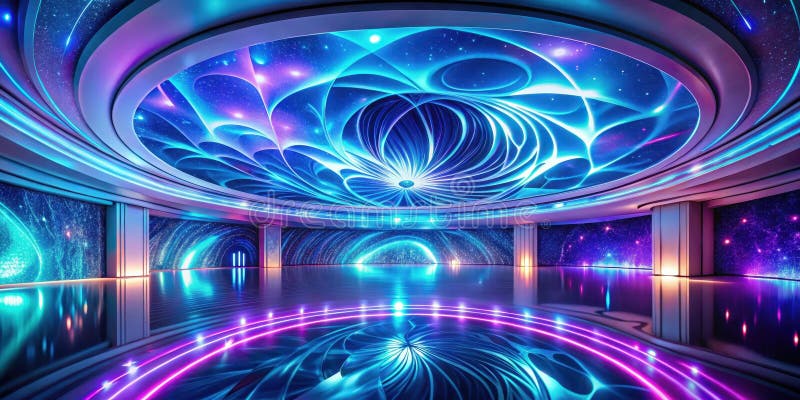 A Mesmerizing Cosmic-themed Interior Design with Vibrant Neon Lighting ...