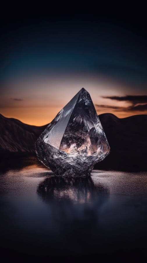 Mesmerizing Crystal Against Stunning Sunset Sky Reflection Stock Image ...