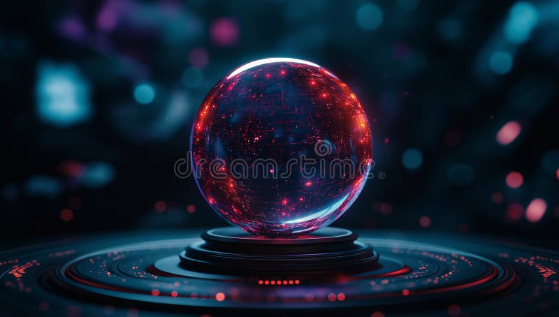Mesmerizing Crystal Ball with Glowing Patterns Resting on Circular Base ...