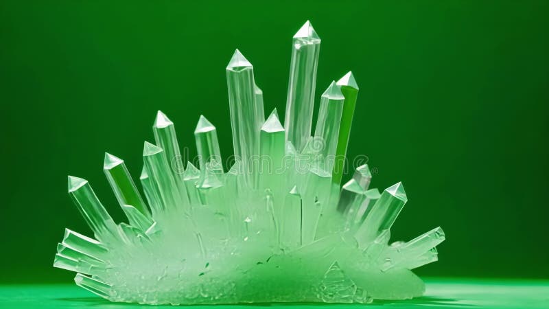 Crystal Cluster Sparkling on Green Screen Background for Easy Chroma ...