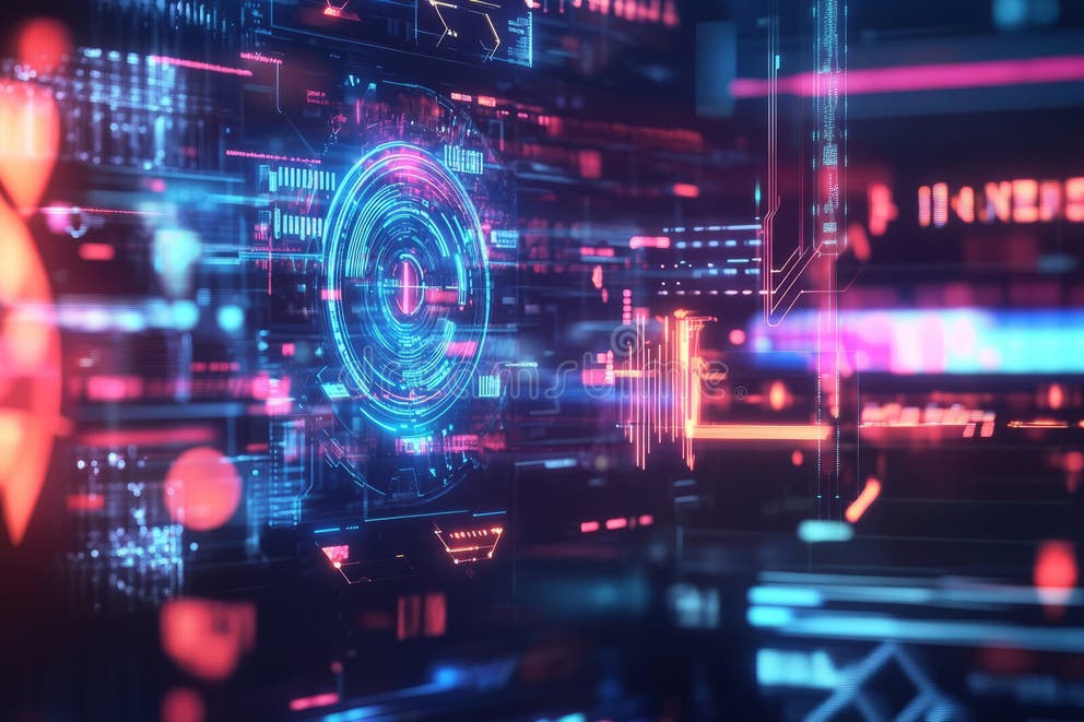 A Mesmerizing Cybernetic Interface Displaying Ai Generated Holographic Security Algorithms