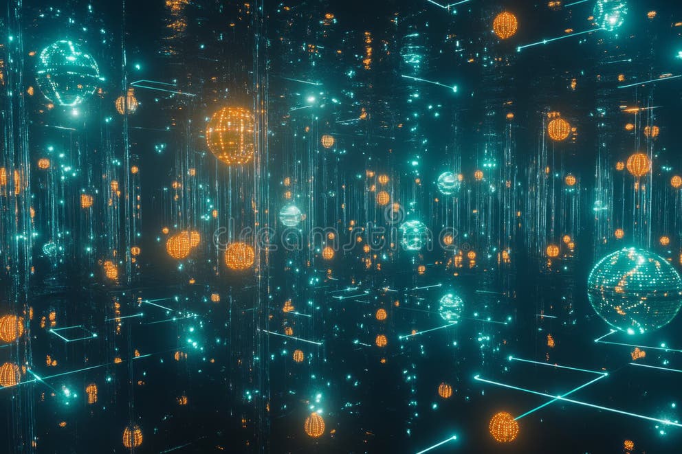 A Mesmerizing 3D Abstract Background Featuring a Floating Matrix of ...